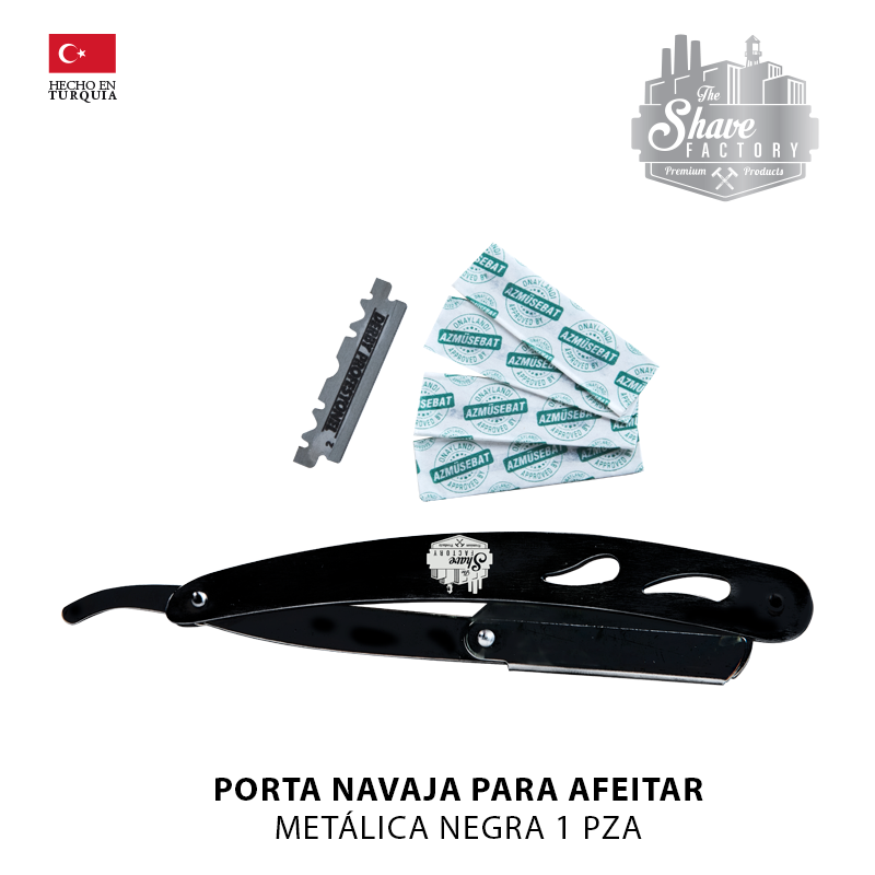 Porta Navaja Para Afeitar Metálica Negra – The Shave Factory